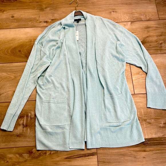 Talbots | Sweaters | Talbots Woman Petite Xl Linen Blend Aqua Blue Open ...